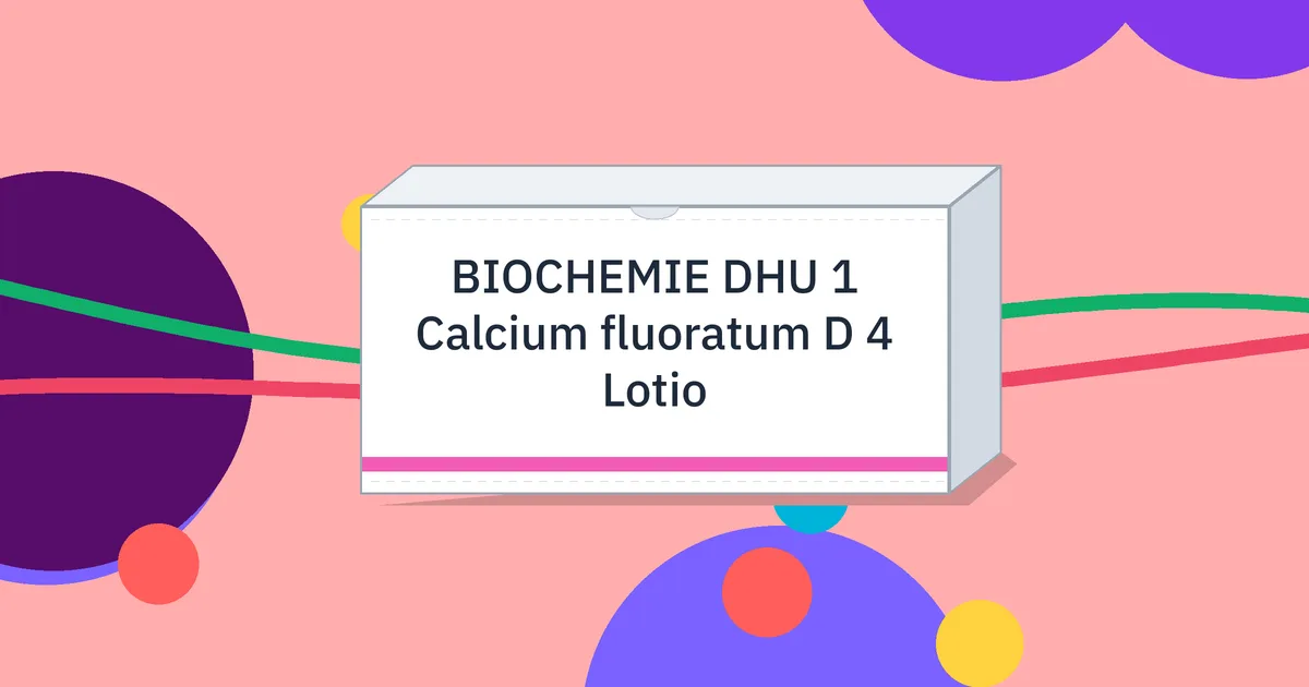 Symbolbild: Packung mit der Aufschrift BIOCHEMIE DHU 1 Calcium fluoratum D 4 Lotio (PZN 03571453) – Verfügbarkeit und Bezug in Apotheken in Frankfurt am Main