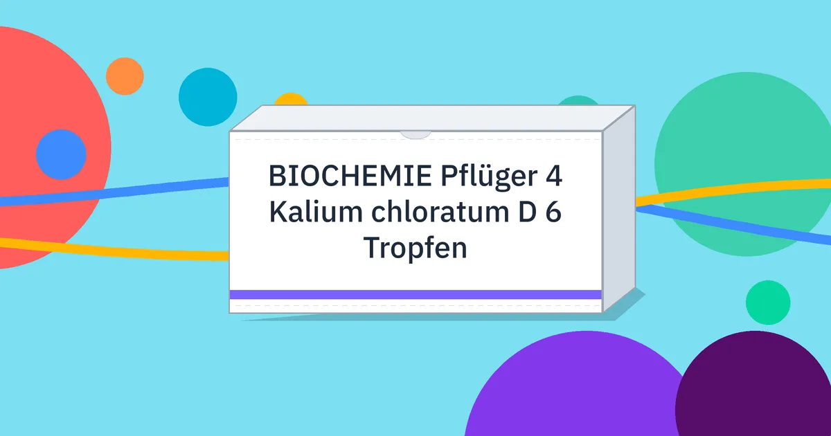 Symbolbild: Packung mit der Aufschrift BIOCHEMIE Pflüger 4 Kalium chloratum D 6 Tropfen (PZN 06324092) – Verfügbarkeit und Bezug in Apotheken in Frankfurt am Main