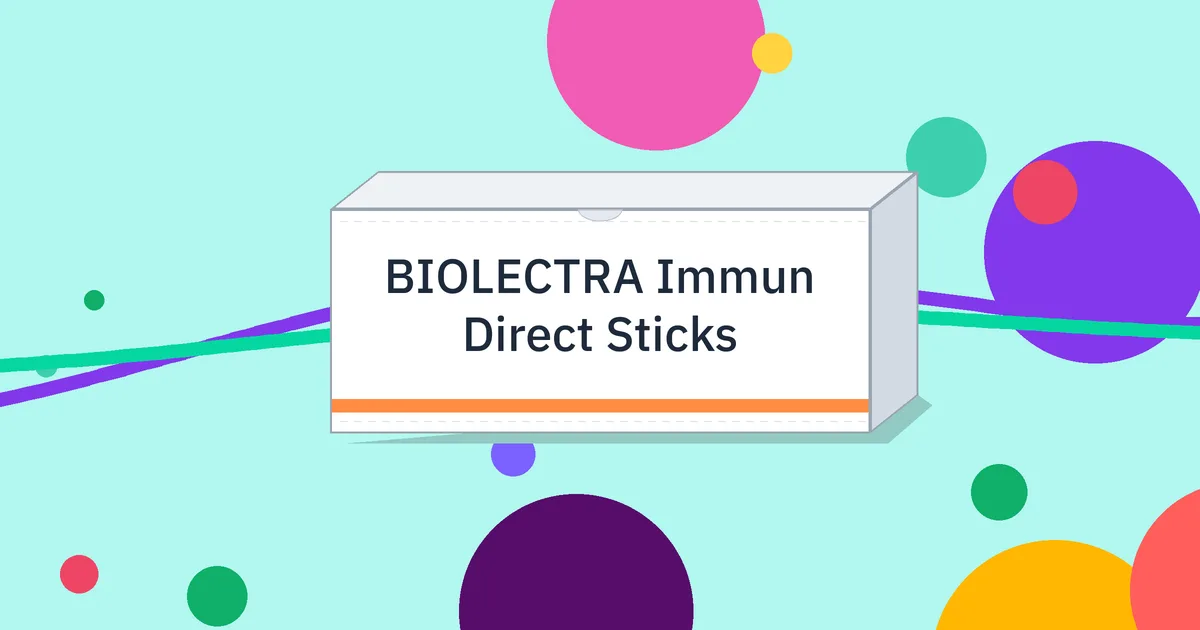 Symbolbild: Packung mit der Aufschrift BIOLECTRA Immun Direct Sticks (PZN 02584577) – Verfügbarkeit und Bezug in Apotheken in Frankfurt am Main