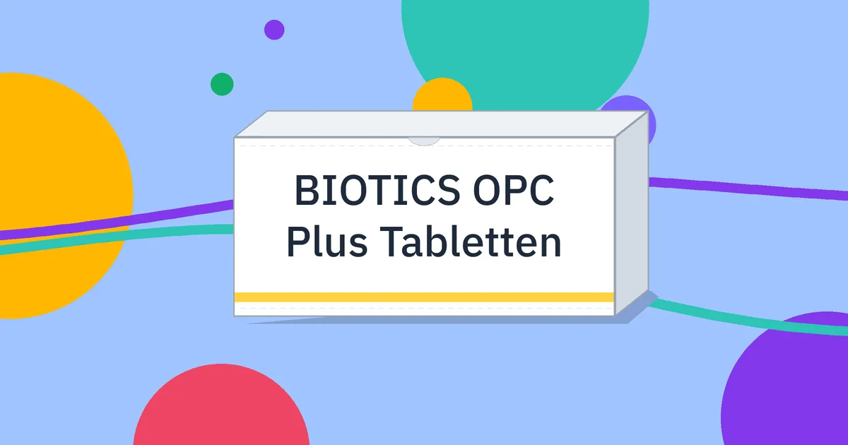 Symbolbild: Packung mit der Aufschrift BIOTICS OPC Plus Tabletten (PZN 16954517) – Verfügbarkeit und Bezug in Apotheken in Frankfurt am Main