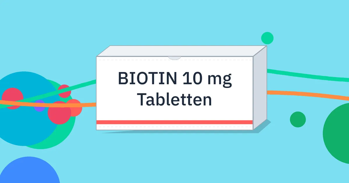 Symbolbild: Packung mit der Aufschrift BIOTIN 10 mg Tabletten (PZN 20292708) – Verfügbarkeit und Bezug in Apotheken in Frankfurt am Main
