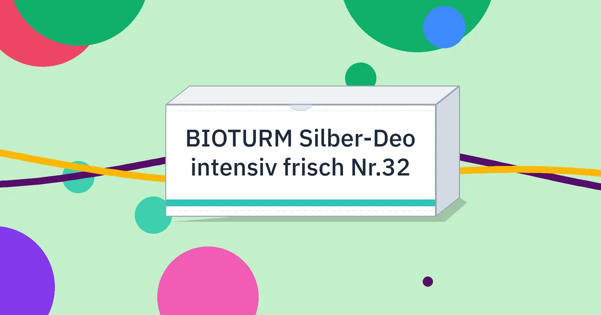 Symbolbild: Packung mit der Aufschrift BIOTURM Silber-Deo intensiv frisch Nr.32 (PZN 10261032) – Verfügbarkeit und Bezug in Apotheken in Frankfurt am Main