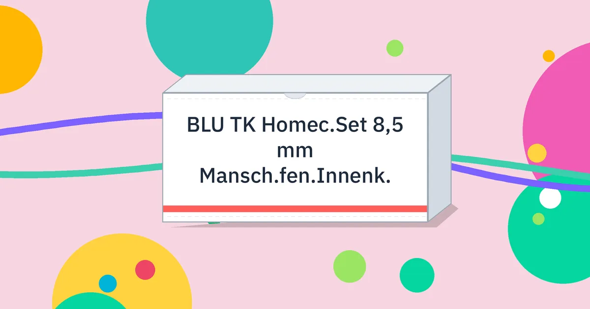 Symbolbild: Packung mit der Aufschrift BLU TK Homec.Set 8,5 mm Mansch.fen.Innenk. (PZN 02150979) – Verfügbarkeit und Bezug in Apotheken in Frankfurt am Main