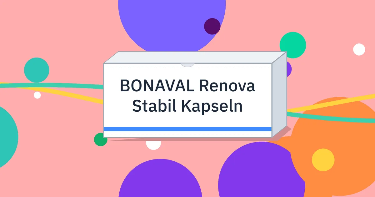 Symbolbild: Packung mit der Aufschrift BONAVAL Renova Stabil Kapseln (PZN 18831902) – Verfügbarkeit und Bezug in Apotheken in Frankfurt am Main
