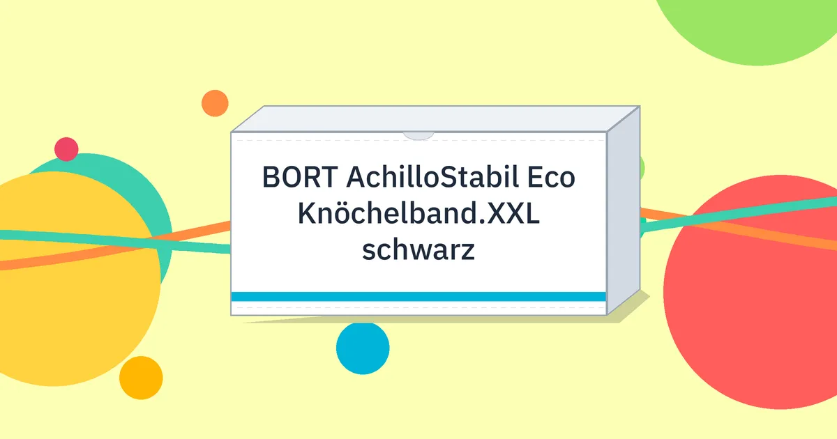 Symbolbild: Packung mit der Aufschrift BORT AchilloStabil Eco Knöchelband.XXL schwarz (PZN 16878667) – Verfügbarkeit und Bezug in Apotheken in Frankfurt am Main