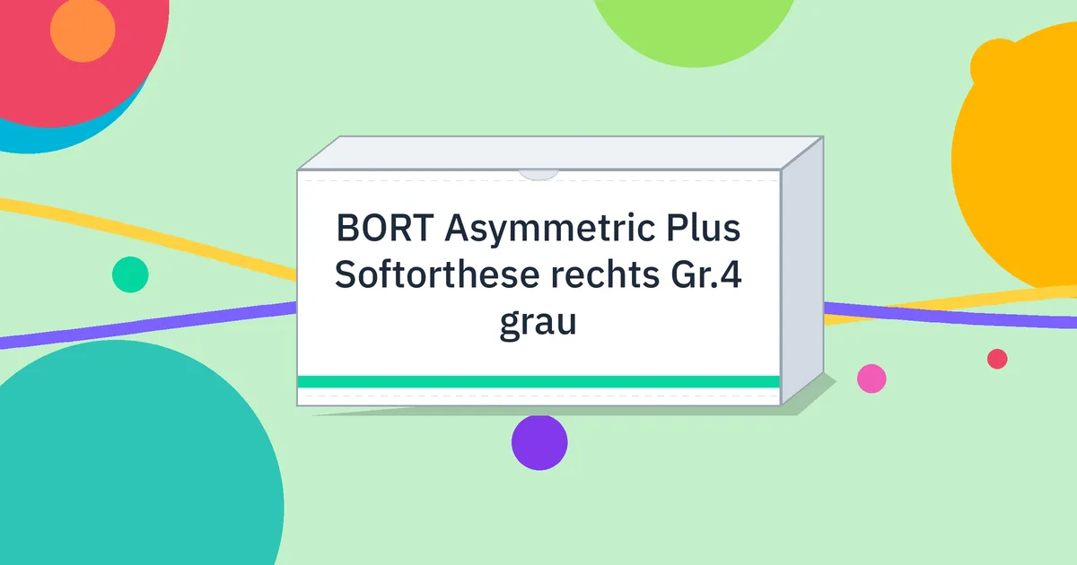 Symbolbild: Packung mit der Aufschrift BORT Asymmetric Plus Softorthese rechts Gr.4 grau (PZN 20105333) – Verfügbarkeit und Bezug in Apotheken in Frankfurt am Main