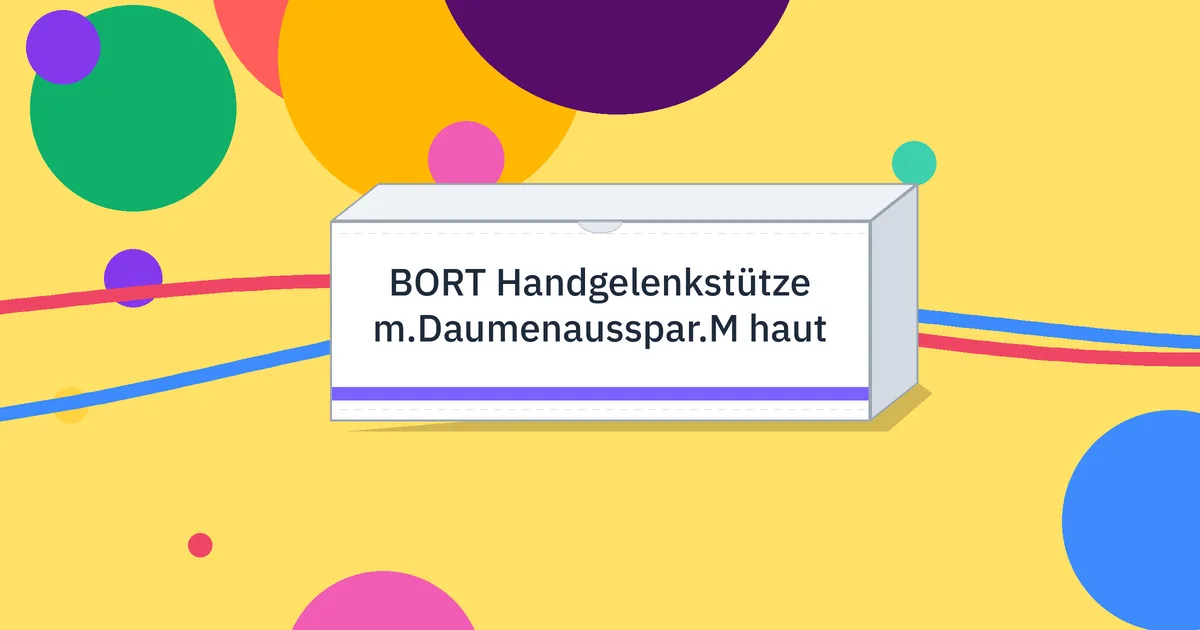 Symbolbild: Packung mit der Aufschrift BORT Handgelenkstütze m.Daumenausspar.M haut (PZN 00461830) – Verfügbarkeit und Bezug in Apotheken in Frankfurt am Main