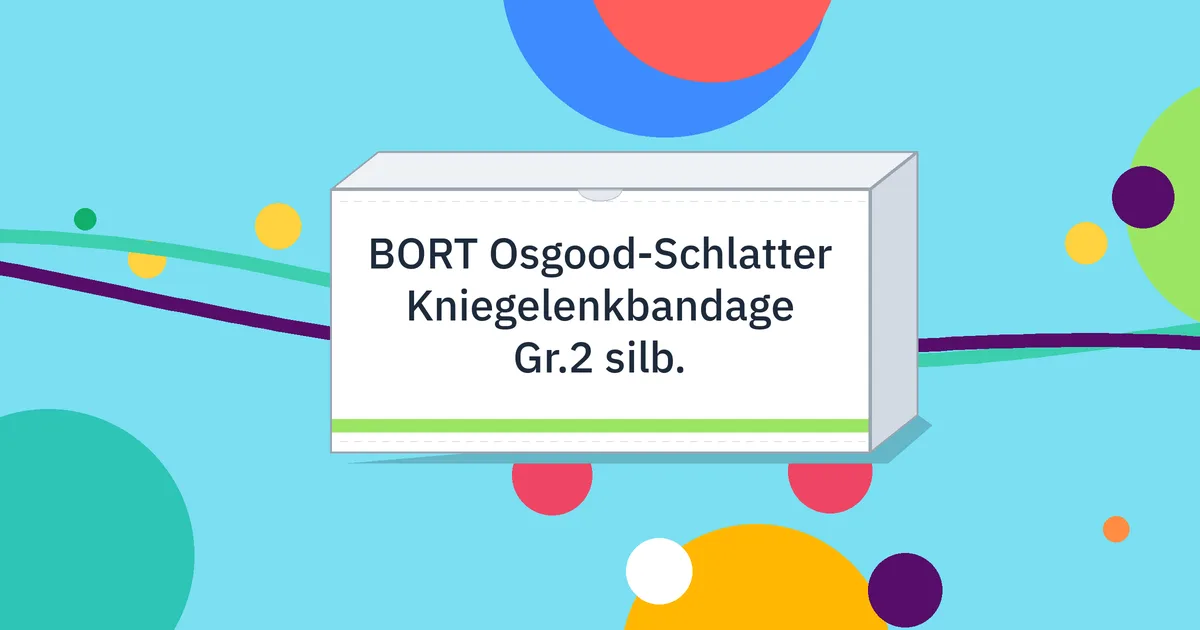 Symbolbild: Packung mit der Aufschrift BORT Osgood-Schlatter Kniegelenkbandage Gr.2 silb. (PZN 16844993) – Verfügbarkeit und Bezug in Apotheken in Frankfurt am Main