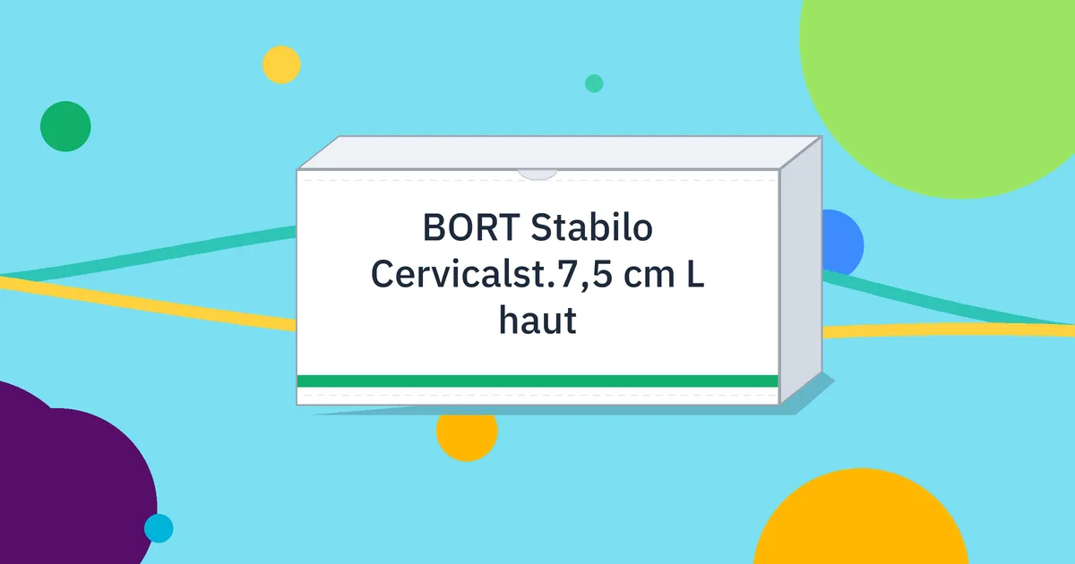Symbolbild: Packung mit der Aufschrift BORT Stabilo Cervicalst.7,5 cm L haut (PZN 03813531) – Verfügbarkeit und Bezug in Apotheken in Frankfurt am Main