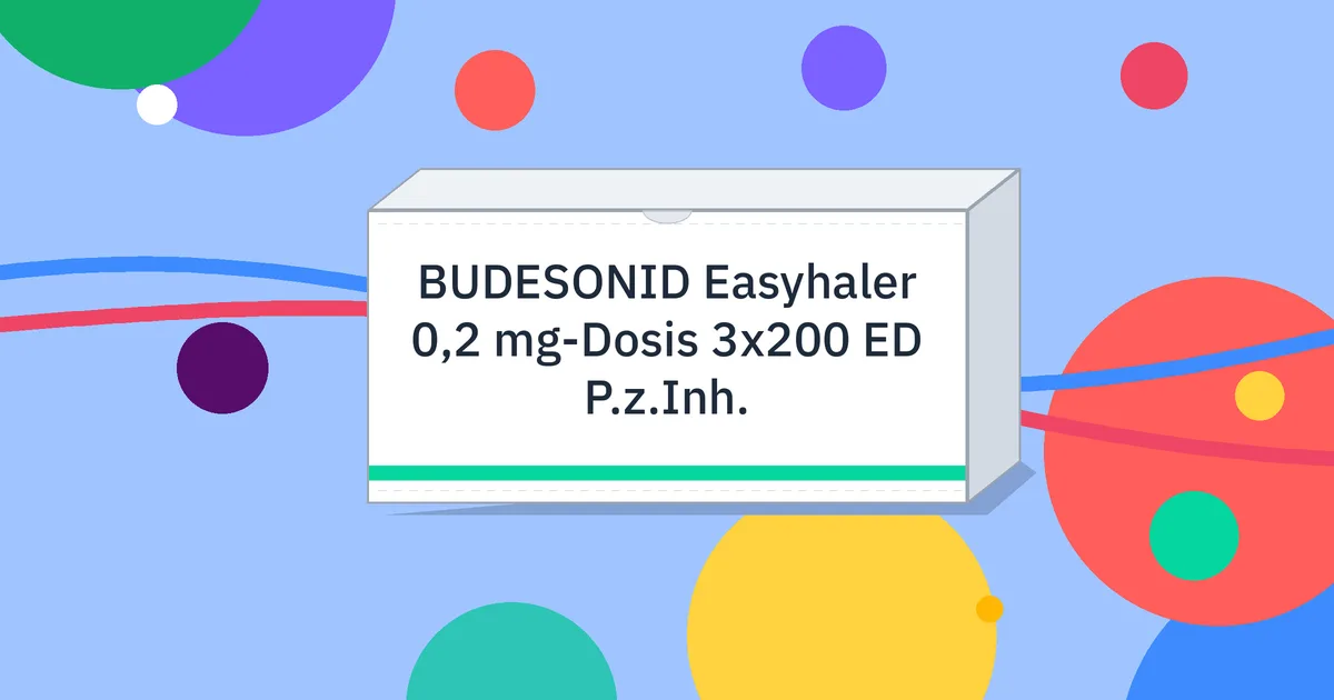 Symbolbild: Packung mit der Aufschrift BUDESONID Easyhaler 0,2 mg-Dosis 3x200 ED P.z.Inh. (PZN 09235058) – Verfügbarkeit und Bezug in Apotheken in Frankfurt am Main