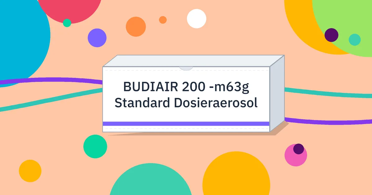 Symbolbild: Packung mit der Aufschrift BUDIAIR 200 -m63g Standard Dosieraerosol (PZN 13889742) – Verfügbarkeit und Bezug in Apotheken in Frankfurt am Main
