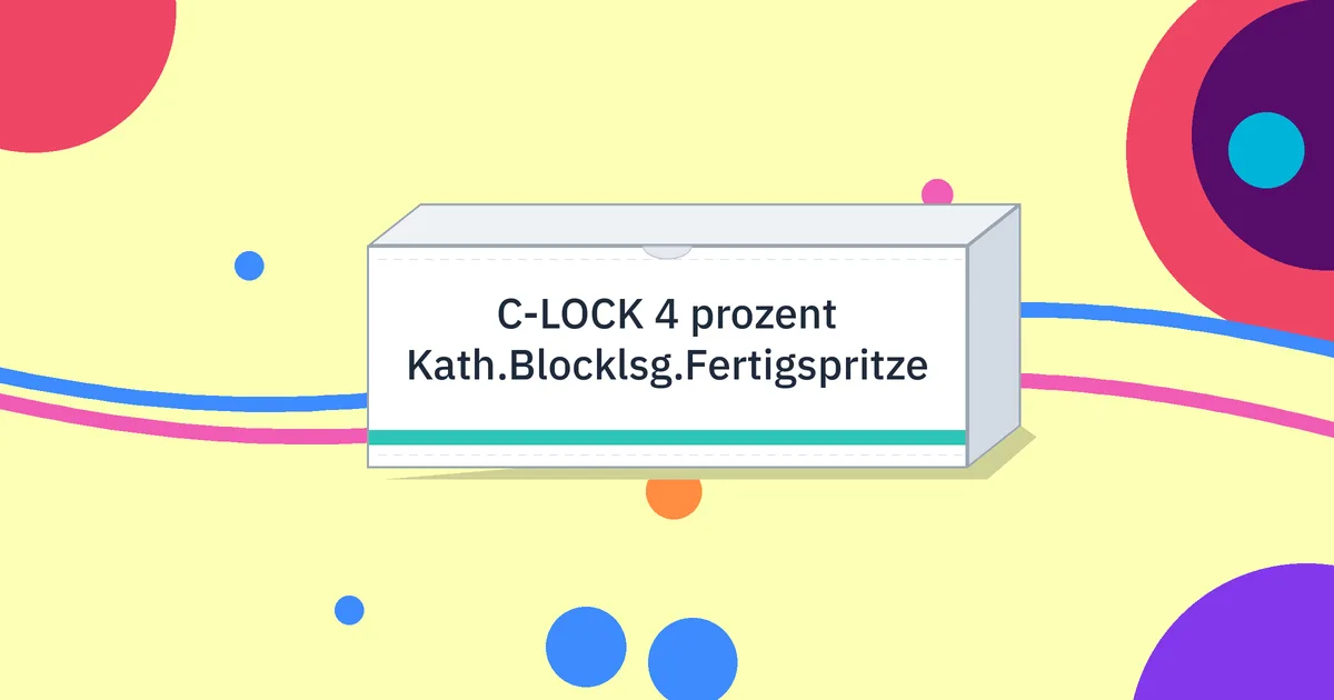 Symbolbild: Packung mit der Aufschrift C-LOCK 4 prozent Kath.Blocklsg.Fertigspritze (PZN 18490016) – Verfügbarkeit und Bezug in Apotheken in Frankfurt am Main
