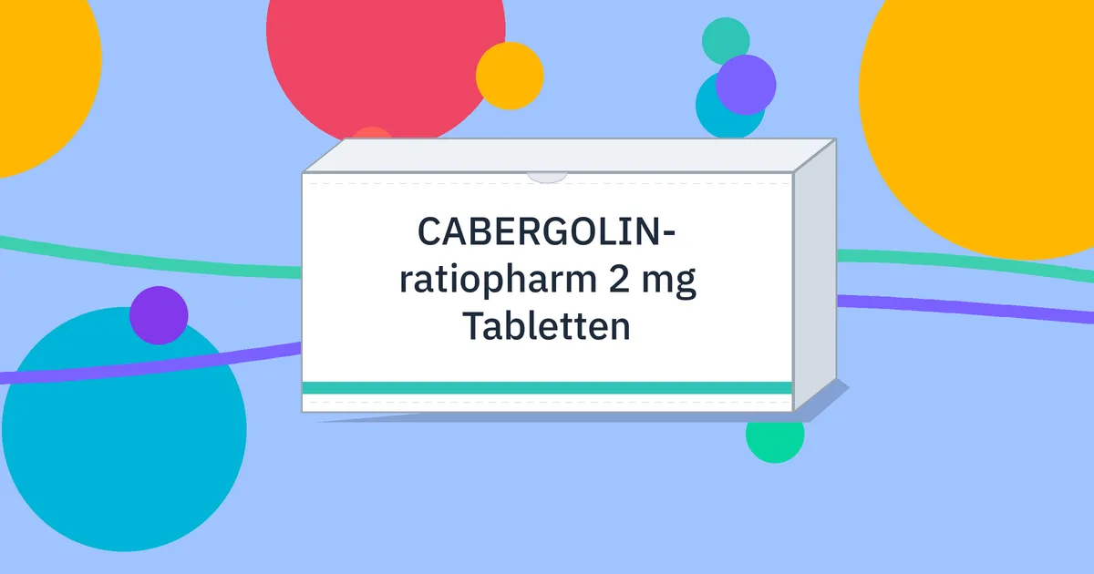 Symbolbild: Packung mit der Aufschrift CABERGOLIN-ratiopharm 2 mg Tabletten (PZN 02162333) – Verfügbarkeit und Bezug in Apotheken in Frankfurt am Main