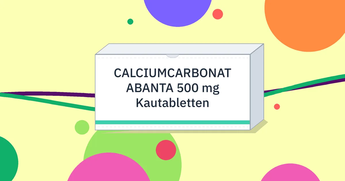 Symbolbild: Packung mit der Aufschrift CALCIUMCARBONAT ABANTA 500 mg Kautabletten (PZN 13967519) – Verfügbarkeit und Bezug in Apotheken in Frankfurt am Main