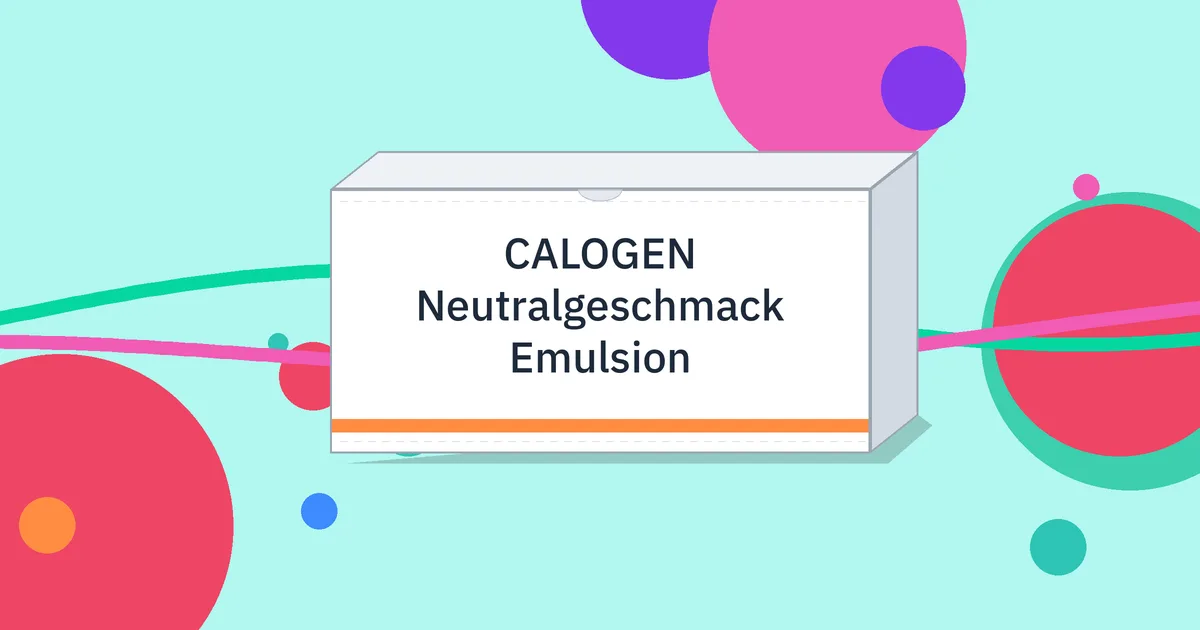 Symbolbild: Packung mit der Aufschrift CALOGEN Neutralgeschmack Emulsion (PZN 20304920) – Verfügbarkeit und Bezug in Apotheken in Frankfurt am Main