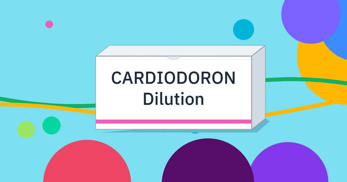 Symbolbild: Packung mit der Aufschrift CARDIODORON Dilution (PZN 13893695) – Verfügbarkeit und Bezug in Apotheken in Frankfurt am Main