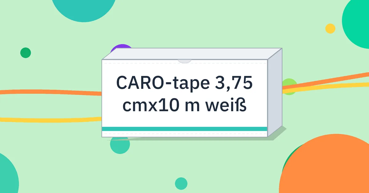 Symbolbild: Packung mit der Aufschrift CARO-tape 3,75 cmx10 m weiß (PZN 11670703) – Verfügbarkeit und Bezug in Apotheken in Frankfurt am Main