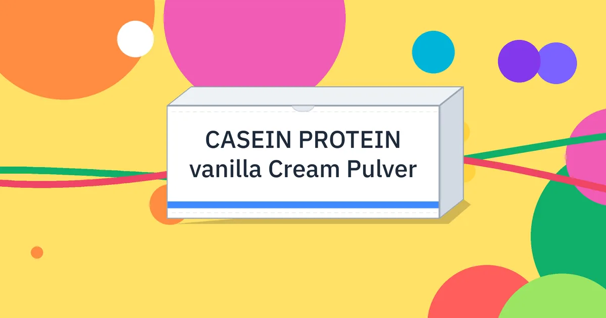 Symbolbild: Packung mit der Aufschrift CASEIN PROTEIN vanilla Cream Pulver (PZN 04078341) – Verfügbarkeit und Bezug in Apotheken in Frankfurt am Main
