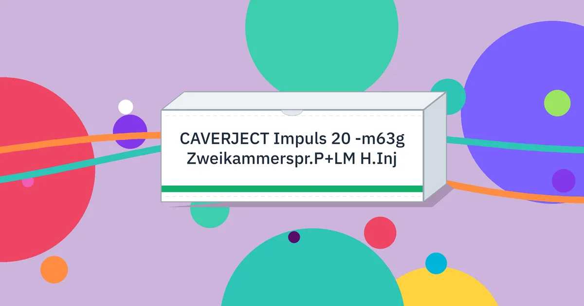 Symbolbild: Packung mit der Aufschrift CAVERJECT Impuls 20 -m63g Zweikammerspr.P+LM H.Inj (PZN 12586962) – Verfügbarkeit und Bezug in Apotheken in Frankfurt am Main