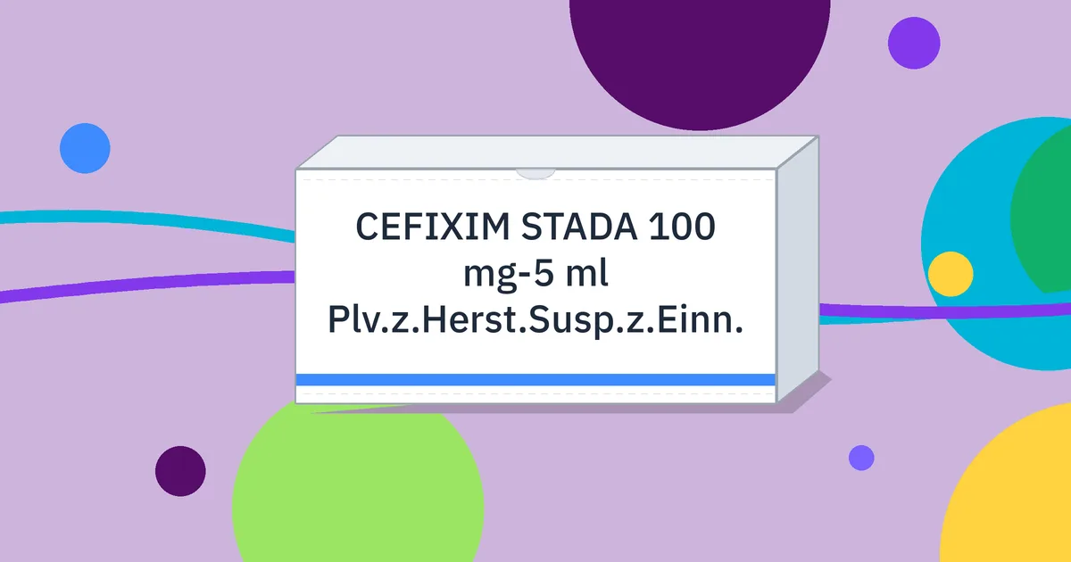 Symbolbild: Packung mit der Aufschrift CEFIXIM STADA 100 mg-5 ml Plv.z.Herst.Susp.z.Einn. (PZN 02134383) – Verfügbarkeit und Bezug in Apotheken in Frankfurt am Main