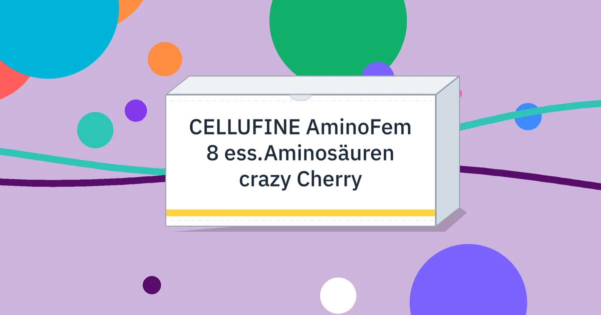 Symbolbild: Packung mit der Aufschrift CELLUFINE AminoFem 8 ess.Aminosäuren crazy Cherry (PZN 17840230) – Verfügbarkeit und Bezug in Apotheken in Frankfurt am Main