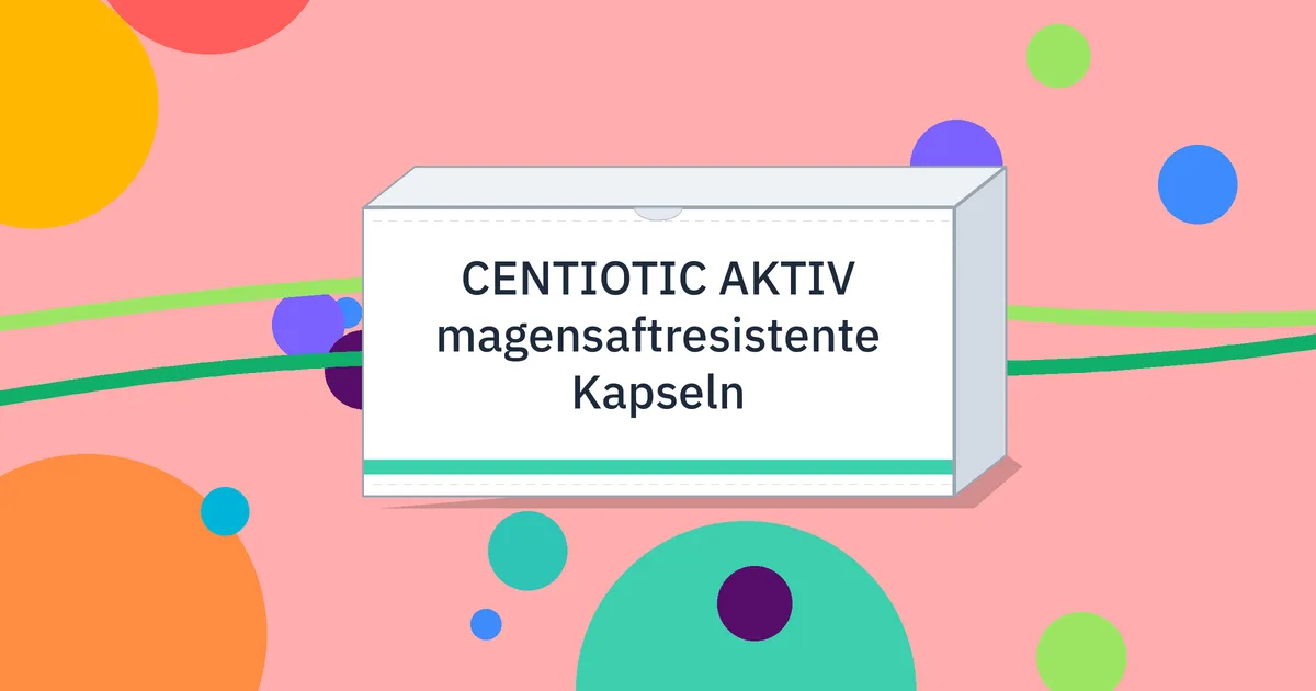 Symbolbild: Packung mit der Aufschrift CENTIOTIC AKTIV magensaftresistente Kapseln (PZN 17526195) – Verfügbarkeit und Bezug in Apotheken in Frankfurt am Main