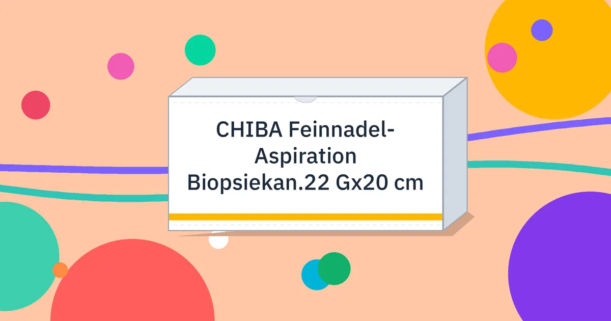 Symbolbild: Packung mit der Aufschrift CHIBA Feinnadel-Aspiration Biopsiekan.22 Gx20 cm (PZN 12497520) – Verfügbarkeit und Bezug in Apotheken in Frankfurt am Main