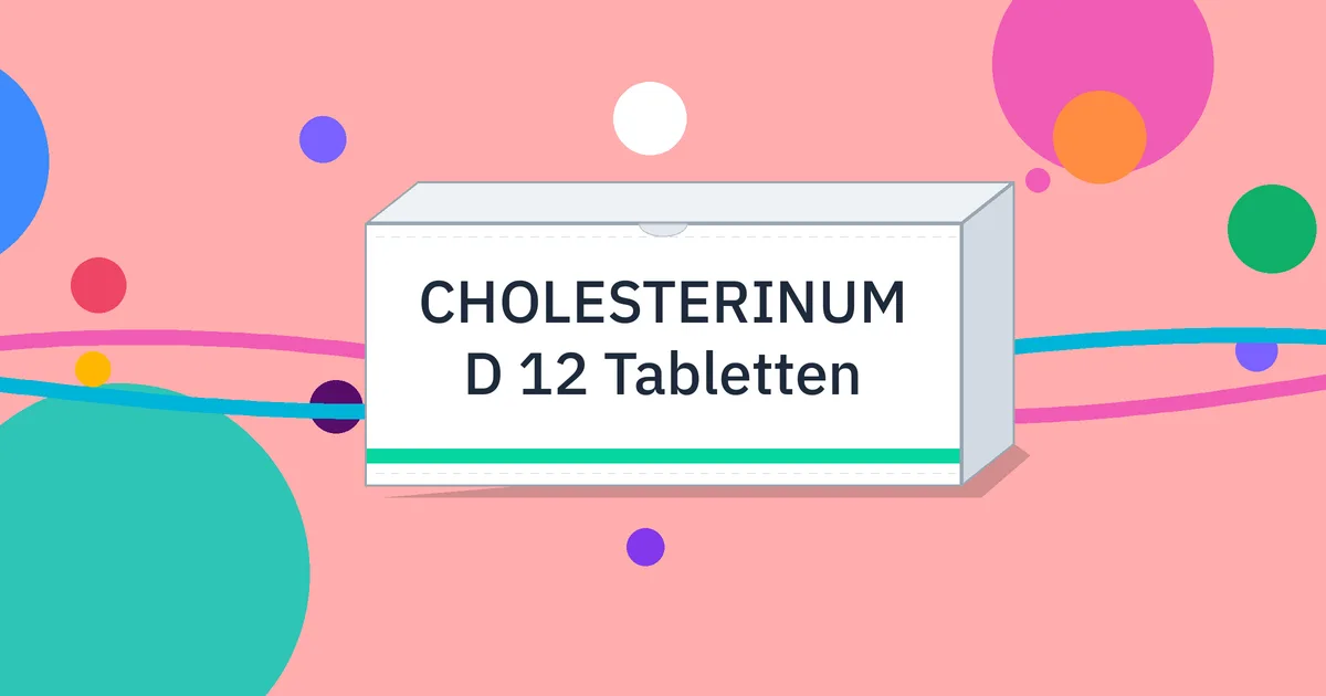 Symbolbild: Packung mit der Aufschrift CHOLESTERINUM D 12 Tabletten (PZN 02628286) – Verfügbarkeit und Bezug in Apotheken in Frankfurt am Main