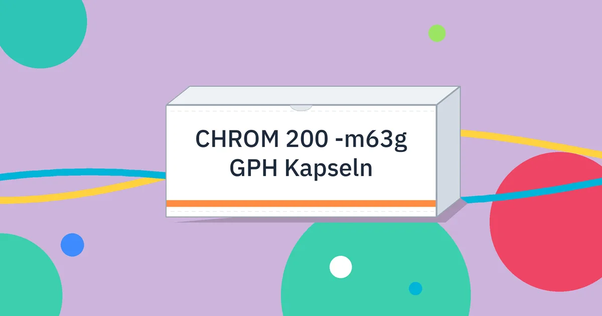 Symbolbild: Packung mit der Aufschrift CHROM 200 -m63g GPH Kapseln (PZN 17993235) – Verfügbarkeit und Bezug in Apotheken in Frankfurt am Main