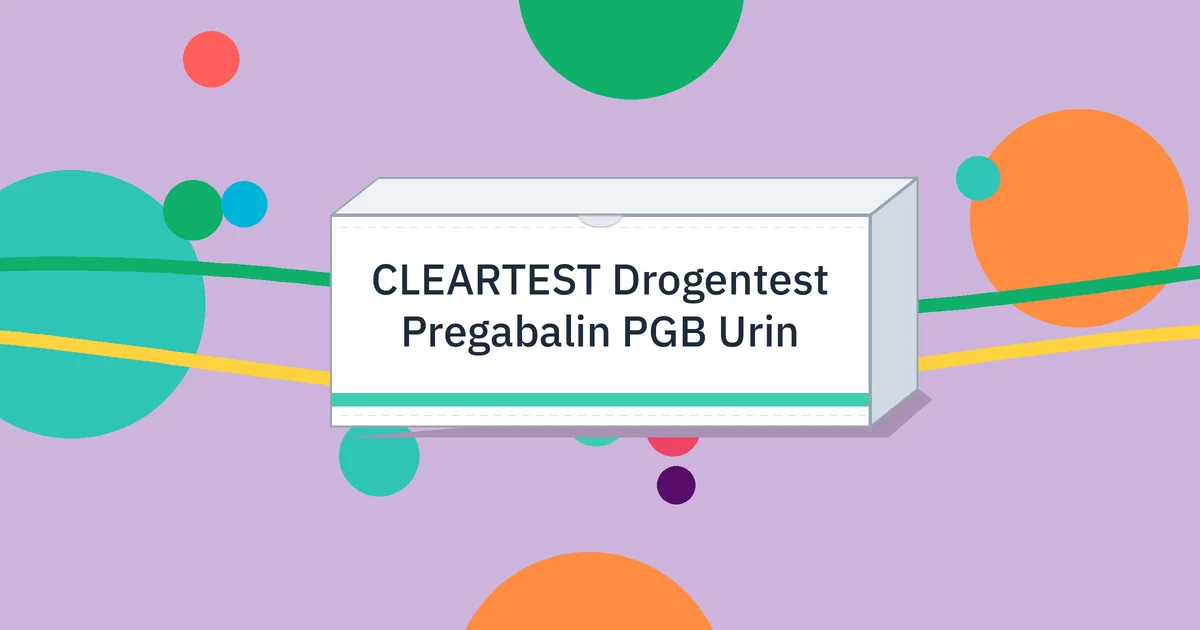 Symbolbild: Packung mit der Aufschrift CLEARTEST Drogentest Pregabalin PGB Urin (PZN 19393864) – Verfügbarkeit und Bezug in Apotheken in Frankfurt am Main