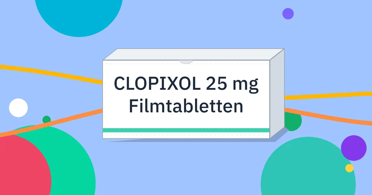 Symbolbild: Packung mit der Aufschrift CLOPIXOL 25 mg Filmtabletten (PZN 03569634) – Verfügbarkeit und Bezug in Apotheken in Frankfurt am Main