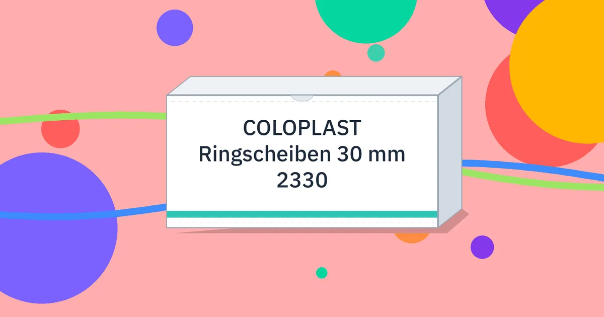 Symbolbild: Packung mit der Aufschrift COLOPLAST Ringscheiben 30 mm 2330 (PZN 02298854) – Verfügbarkeit und Bezug in Apotheken in Frankfurt am Main