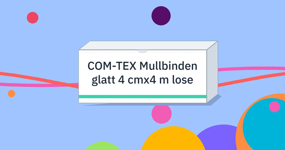 Symbolbild: Packung mit der Aufschrift COM-TEX Mullbinden glatt 4 cmx4 m lose (PZN 00028168) – Verfügbarkeit und Bezug in Apotheken in Frankfurt am Main