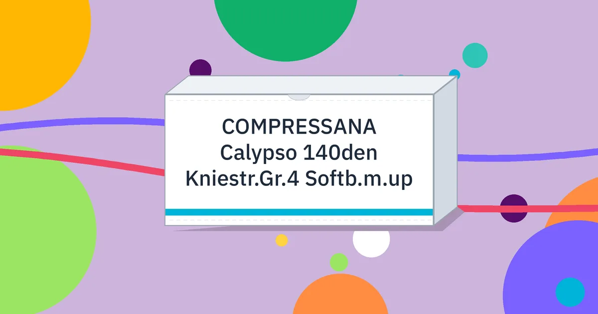 Symbolbild: Packung mit der Aufschrift COMPRESSANA Calypso 140den Kniestr.Gr.4 Softb.m.up (PZN 05704697) – Verfügbarkeit und Bezug in Apotheken in Frankfurt am Main