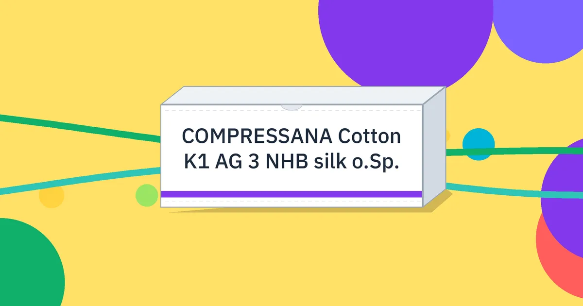 Symbolbild: Packung mit der Aufschrift COMPRESSANA Cotton K1 AG 3 NHB silk o.Sp. (PZN 11393190) – Verfügbarkeit und Bezug in Apotheken in Frankfurt am Main