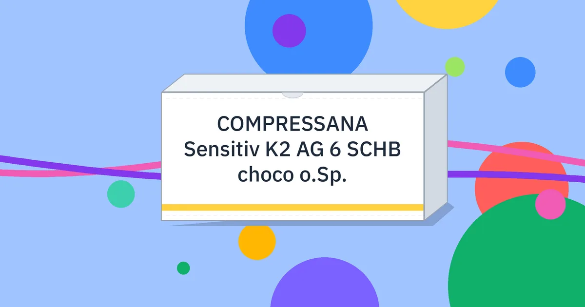 Symbolbild: Packung mit der Aufschrift COMPRESSANA Sensitiv K2 AG 6 SCHB choco o.Sp. (PZN 16977607) – Verfügbarkeit und Bezug in Apotheken in Frankfurt am Main