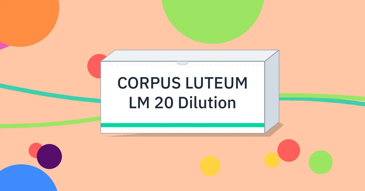 Symbolbild: Packung mit der Aufschrift CORPUS LUTEUM LM 20 Dilution (PZN 12834940) – Verfügbarkeit und Bezug in Apotheken in Frankfurt am Main