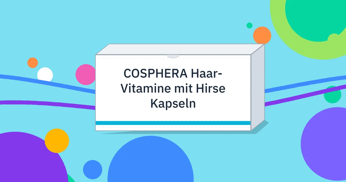 Symbolbild: Packung mit der Aufschrift COSPHERA Haar-Vitamine mit Hirse Kapseln (PZN 16242544) – Verfügbarkeit und Bezug in Apotheken in Frankfurt am Main