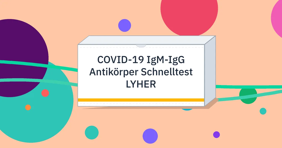 Symbolbild: Packung mit der Aufschrift COVID-19 IgM-IgG Antikörper Schnelltest LYHER (PZN 17157823) – Verfügbarkeit und Bezug in Apotheken in Frankfurt am Main