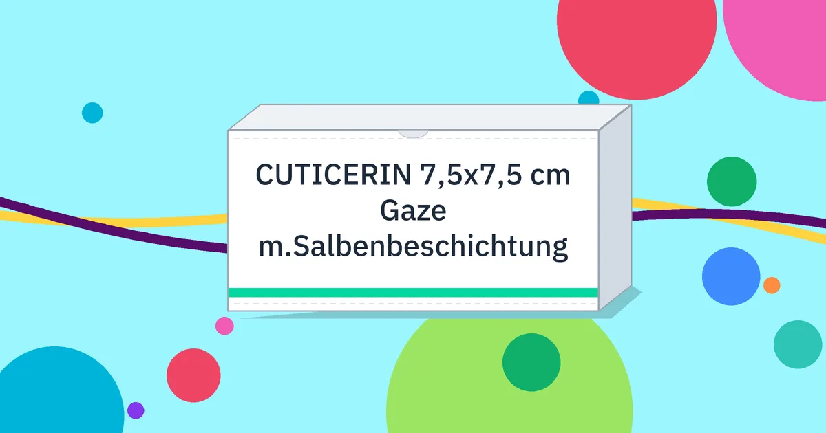 Symbolbild: Packung mit der Aufschrift CUTICERIN 7,5x7,5 cm Gaze m.Salbenbeschichtung (PZN 17433766) – Verfügbarkeit und Bezug in Apotheken in Frankfurt am Main