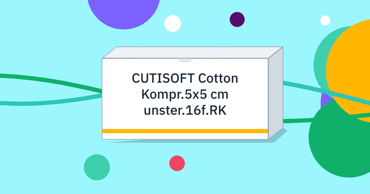 Symbolbild: Packung mit der Aufschrift CUTISOFT Cotton Kompr.5x5 cm unster.16f.RK (PZN 03897663) – Verfügbarkeit und Bezug in Apotheken in Frankfurt am Main