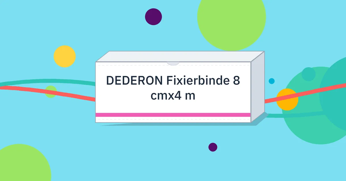 Symbolbild: Packung mit der Aufschrift DEDERON Fixierbinde 8 cmx4 m (PZN 09313611) – Verfügbarkeit und Bezug in Apotheken in Frankfurt am Main