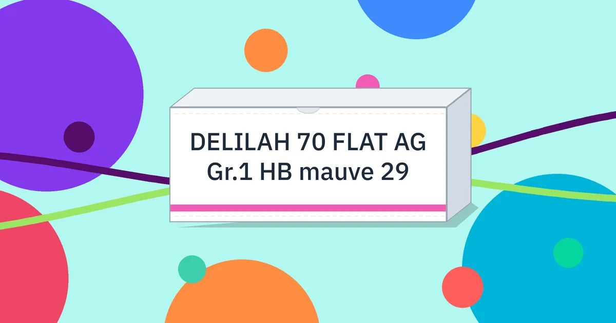 Symbolbild: Packung mit der Aufschrift DELILAH 70 FLAT AG Gr.1 HB mauve 29 (PZN 13847726) – Verfügbarkeit und Bezug in Apotheken in Frankfurt am Main