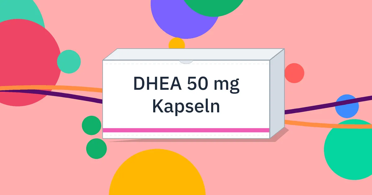 Symbolbild: Packung mit der Aufschrift DHEA 50 mg Kapseln (PZN 16829545) – Verfügbarkeit und Bezug in Apotheken in Frankfurt am Main