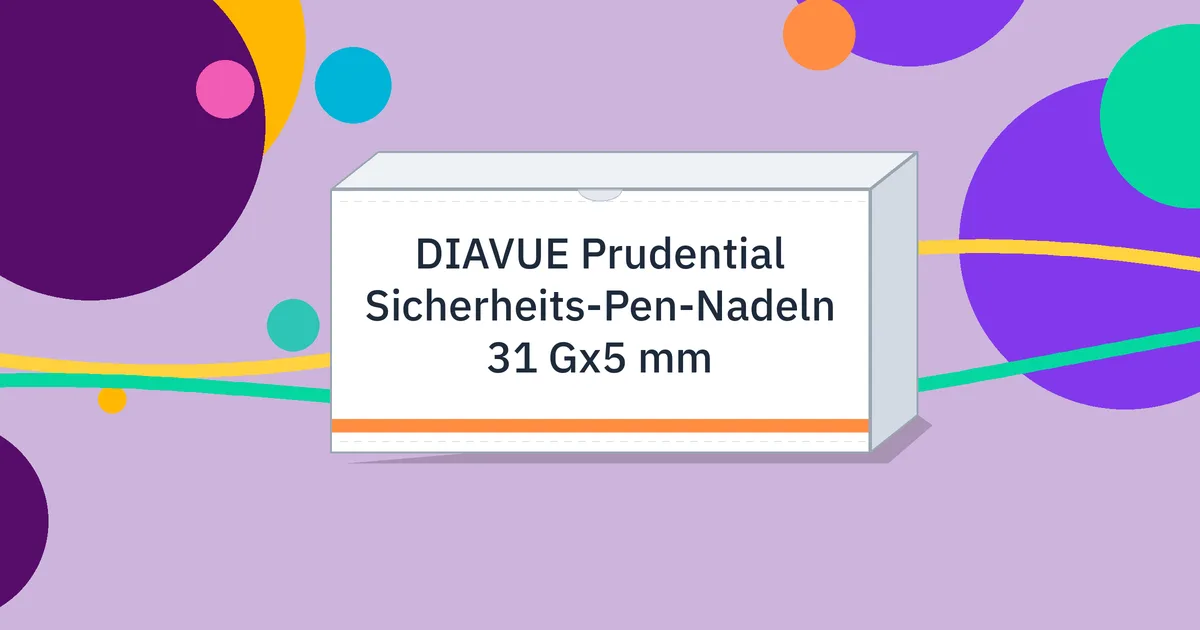 Symbolbild: Packung mit der Aufschrift DIAVUE Prudential Sicherheits-Pen-Nadeln 31 Gx5 mm (PZN 19882422) – Verfügbarkeit und Bezug in Apotheken in Frankfurt am Main