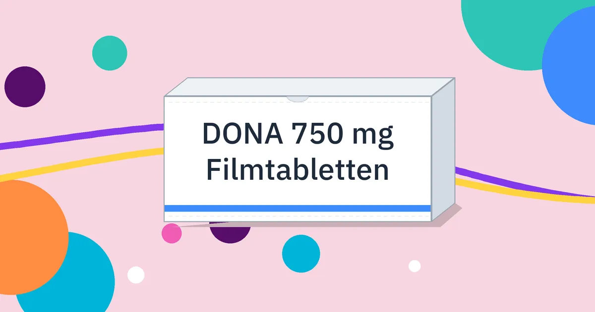 Symbolbild: Packung mit der Aufschrift DONA 750 mg Filmtabletten (PZN 04629769) – Verfügbarkeit und Bezug in Apotheken in Frankfurt am Main
