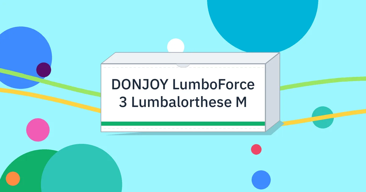 Symbolbild: Packung mit der Aufschrift DONJOY LumboForce 3 Lumbalorthese M (PZN 19377931) – Verfügbarkeit und Bezug in Apotheken in Frankfurt am Main