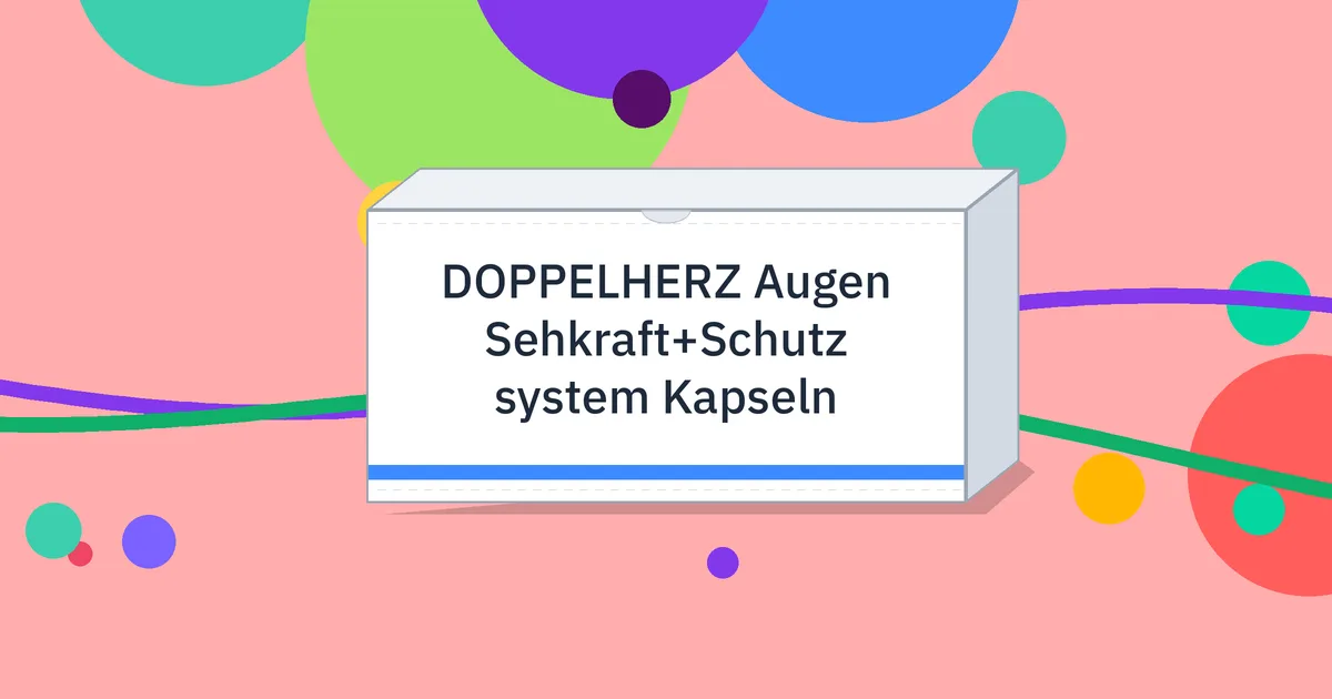 Symbolbild: Packung mit der Aufschrift DOPPELHERZ Augen Sehkraft+Schutz system Kapseln (PZN 00148783) – Verfügbarkeit und Bezug in Apotheken in Frankfurt am Main