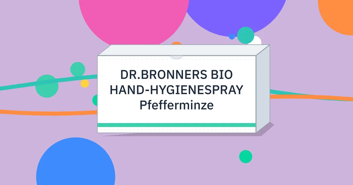 Symbolbild: Packung mit der Aufschrift DR.BRONNERS BIO HAND-HYGIENESPRAY Pfefferminze (PZN 19242177) – Verfügbarkeit und Bezug in Apotheken in Frankfurt am Main