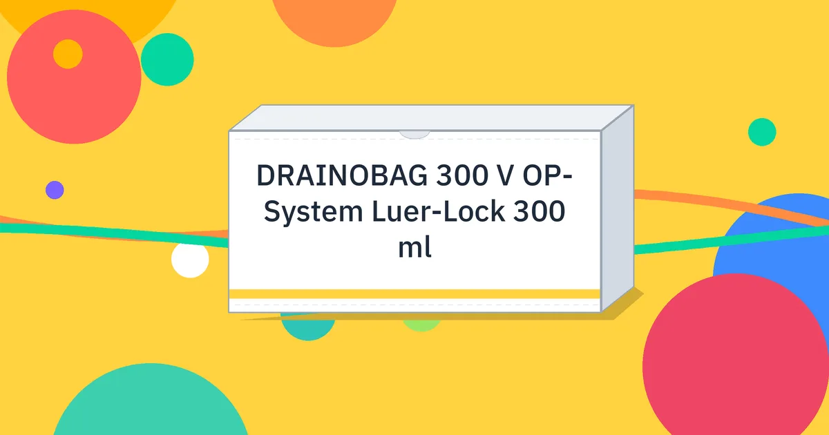 Symbolbild: Packung mit der Aufschrift DRAINOBAG 300 V OP-System Luer-Lock 300 ml (PZN 15632378) – Verfügbarkeit und Bezug in Apotheken in Frankfurt am Main